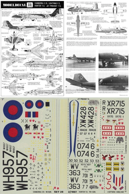 MODELDECAL 1/72 CANBERRA Lightning F.3 Hunter T.8 Jet Provost The ...