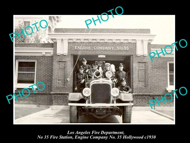 OLD 6X4 LOS ANGELES FIRE DEPARTMENT LAFD No 35 STATION HOLLYWOOD c1930 ...