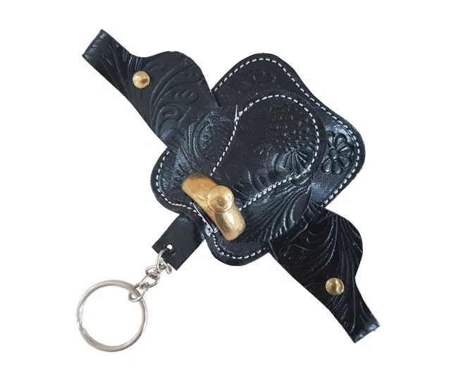 KEY RING MINIATURE Western Saddle Made of Leather With Hallmark And ...