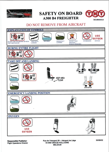 SAFETY CARD TNT A300 B4 Freighter EUR 29,99 - PicClick FR