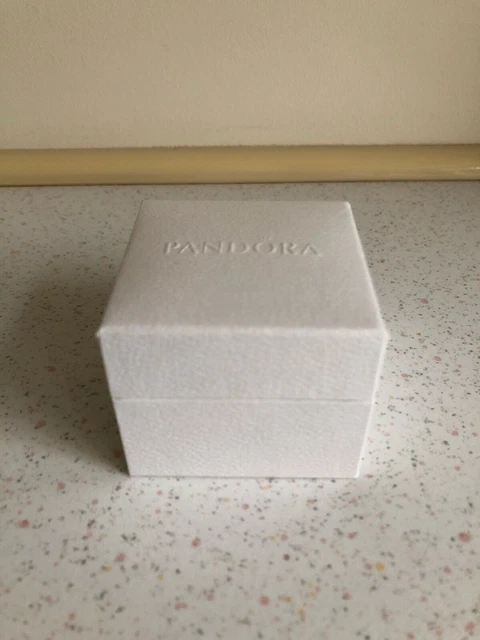 PANDORA GENUINE EMPTY White Square Charm Box with Black Insert and ...