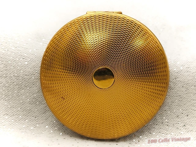 MACHINE TURNED GOLD Tone (Likely Kigu)-Vintage Ladies Powder Compact ...