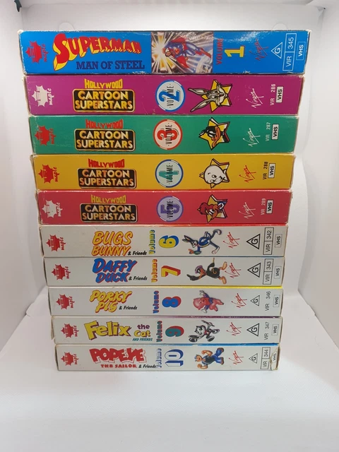 CARTOON SUPERSTARS VOLUMES 1-10 Hollywood VHS Tapes 1989 Vintage $70.00 ...