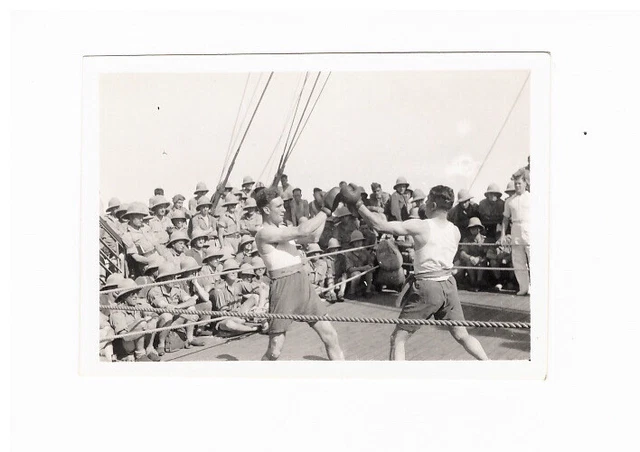 WW2 BRITISH MILITARY Boxing Match Photograph Probably Egypt HMS Andes ...