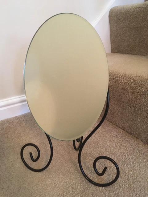 IKEA MYKEN OVAL Vanity Swivel Mirror 20cm wide 28 high 40cm black stand ...
