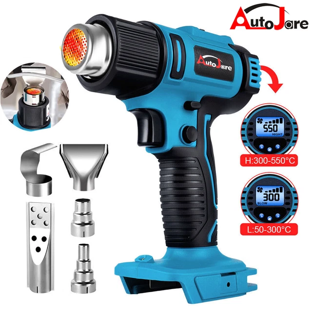 FÜR MAKITA AKKU Heißluftpistole Heißluftgebläse LED-Anzeige Heißluftfön+5 Düsen EUR 44,90 ...