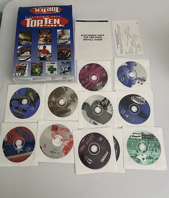 ELECTRONIC ARTS TOP Ten Pack PC CD Games Collection Retro Complete Set ...
