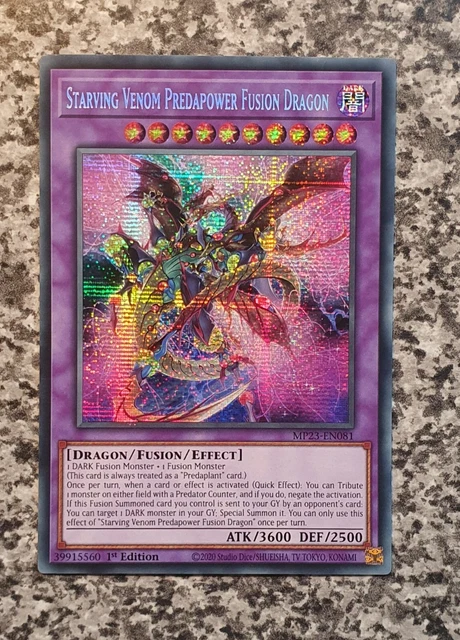 YUGIOH MP23-EN081 STARVING Venom Predapower Fusion Prismatic Secret Rare MINT 10 EUR 24,94 ...