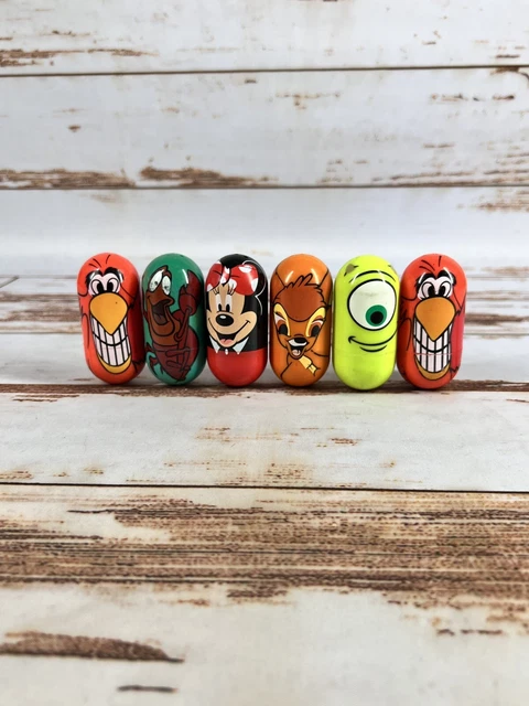 MIGHTY BEANZ DISNEY Kelloggs Wobbler Weeble Bean Minnie, Bambi, Mike ...