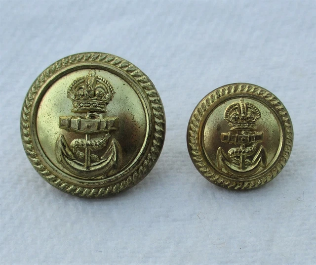 2X BRITISH:&ROYAL NAVY GILDED BRASS BUTTONS"(24mm-17mm, Gaunt Make, WW1 ...