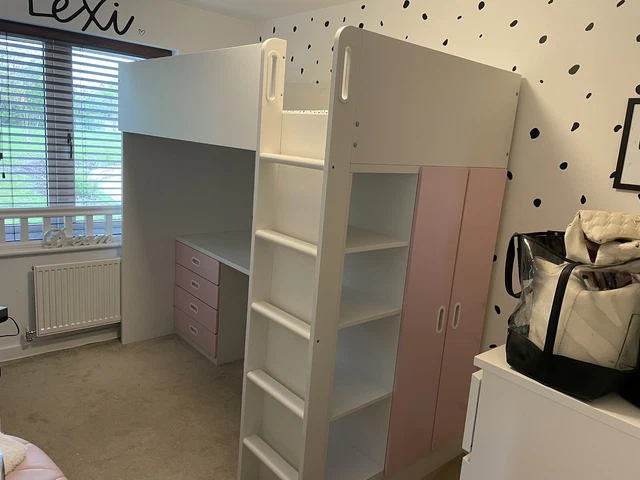 IKEA STUVA LOFT Bed High Sleeper with desk and wardrobe to collect from NN5 4WA £50.00 - PicClick UK