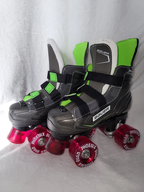NEW KIDS BAUER X-LS Official Velcro® Custom Quad Roller Skates UK 13.5Y ...