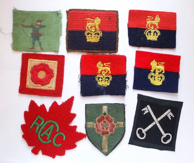 COLLECTION OF NINE Military / Army Embroidered Cloth Formation Sign Arm ...
