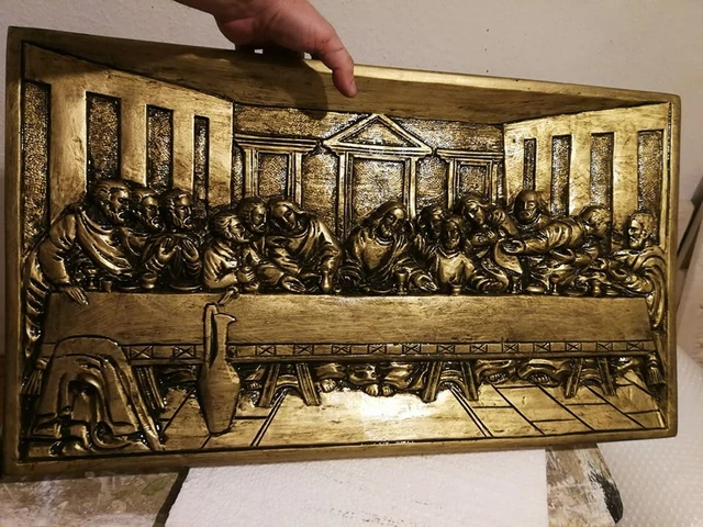 GRANDE RILIEVO L'ULTIMA Cena di Leonardo da Vinci stucco gips scultura ...