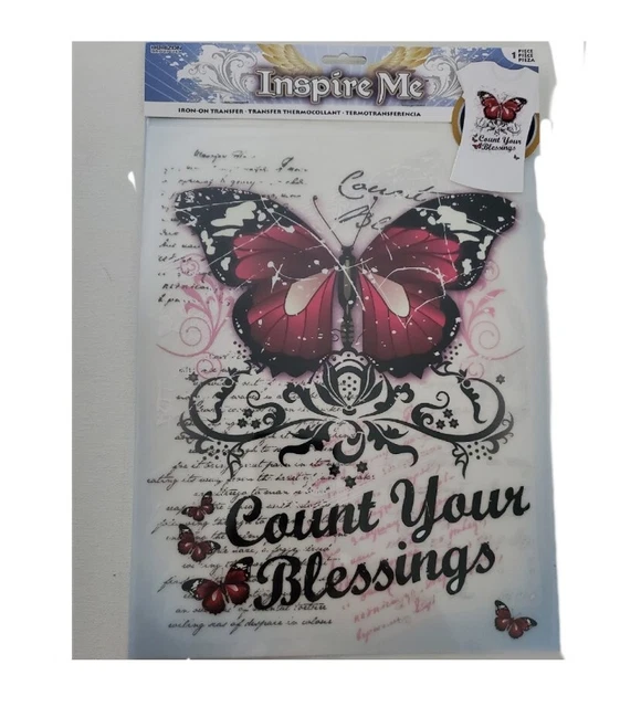 NEW HORIZON INSPIRE Me Iron on Transfer Thermo Count Your Blessings ...