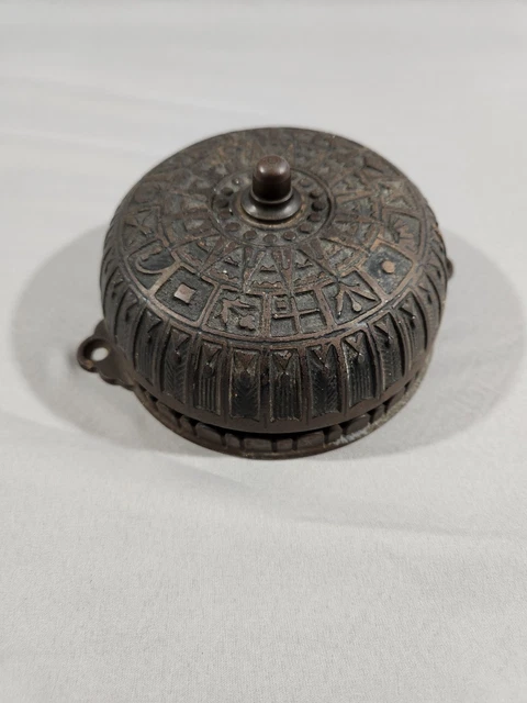 1889 VICTORIAN/EASTLAKE BRASS/CAST Iorn Mechanical Doorbell Ornate ...