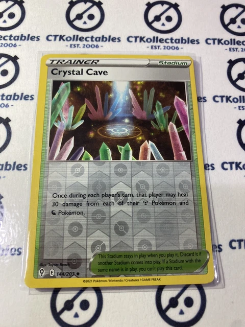 CRYSTAL CAVE TRAINER Reverse Holo #144/203 Pokémon Card Evolving Skies ...