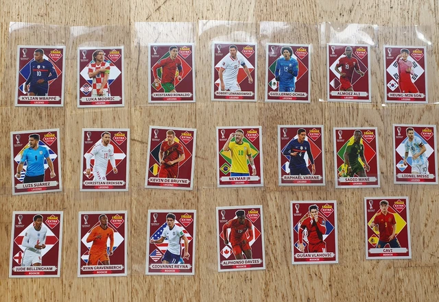 FIFA WORLD CUP Qatar 2022 Set of all 20 Extra Stickers Base Legend ...