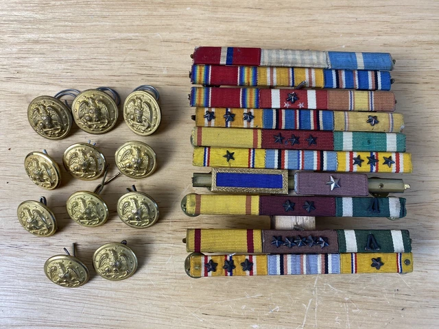 VINTAGE US MILITARY Lot Of WW II Ribbons Bars & Buttons $17.50 - PicClick