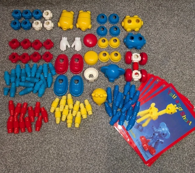 VINTAGE TOMY POPOIDS Bendy People Animals Wheels 80s Construction Toy ...