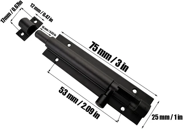 2 PACK 3 Inch Barrel Bolt Lock, Heavy Duty Slide Latch Lock, Security ...