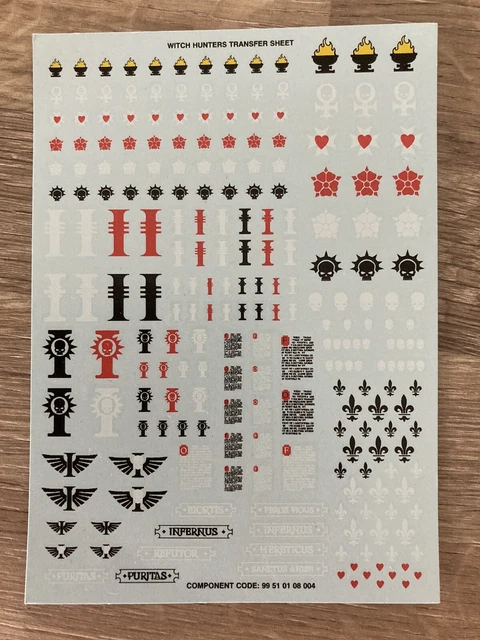 WITCH HUNTERS TRANSFER Sheet x 1 Warhammer 40k Inquisition Inquisitor £ ...