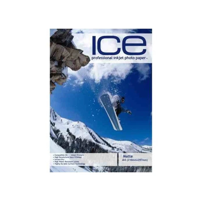 ICE DUO MATTE Coated A4 Pro Very Thick Inkjet Photo Paper/Card 300gsm ...