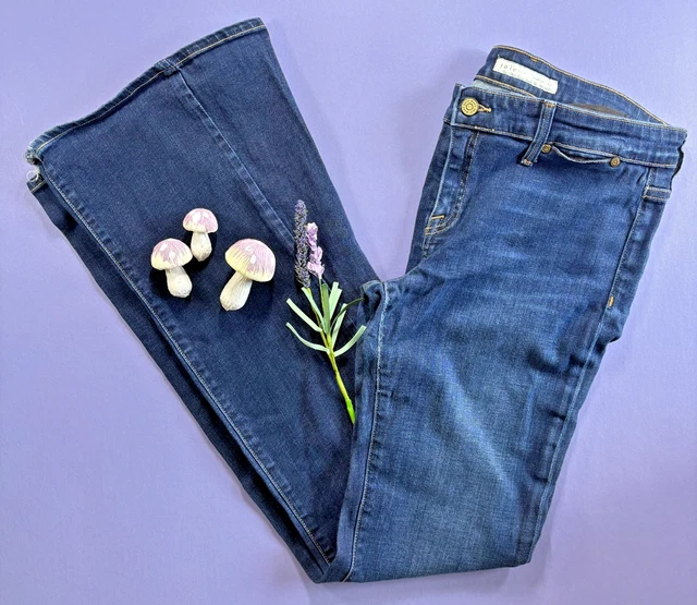 JOIE MID RISE Dark Wash Blue Hippie Flare Leg Jeans Retro 29 Stretch ...