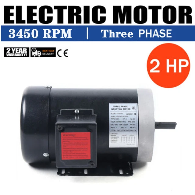 MOTEUR ÉLECTRIQUE 3 phases 2 HP cadre 56C 3450 tr/min TEFC 208-230/460 ...