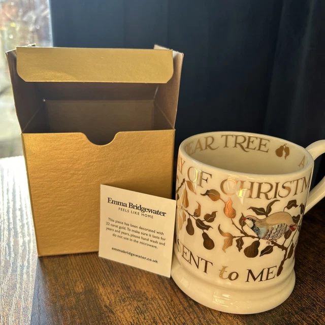 EMMA BRIDGEWATER 22CT Gold Partridge in a Pear Tree 1/2 pint Mug. Boxed ...