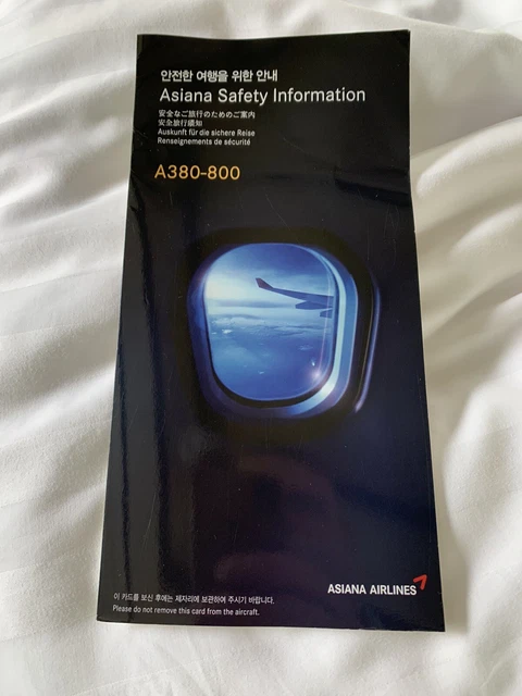 ASIANA AIRLINES AIRBUS A380 Safety Card South Korea Star Alliance £15. ...