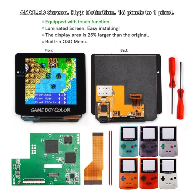 AMOLED TOUCH OLED Laminated Screen Kit For Game Boy Color GBC w/Custom ...