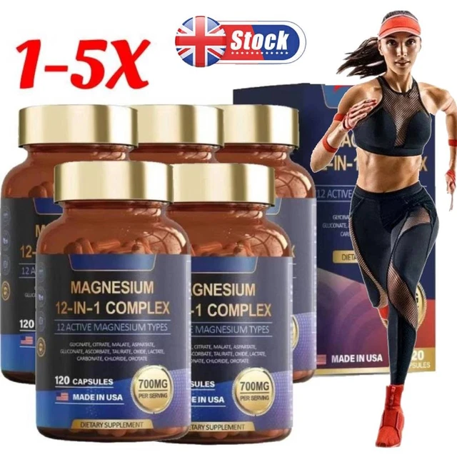 1-5PACK MAGNESIUM COMPLEX 700mg 12-in-1 Magnesium Supplement with 120 ...