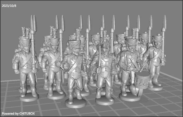 28MM NAPOLEONIC ITALIAN Light Infantry 24Figs 3D Printed. black powder ...