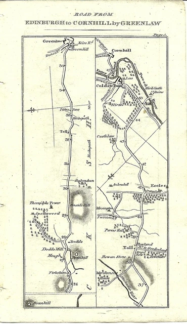 ANTIQUE MAP, TAYLOR & Skinner, Edinburgh to Cornhill (2) / Edinburgh to ...