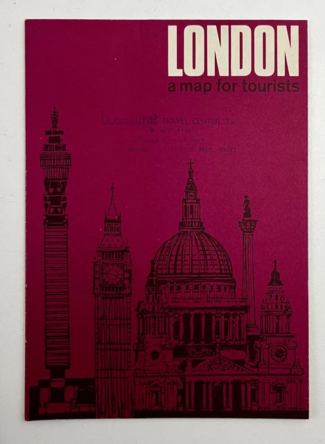 1960S LONDON ENGLAND Tourist City Streets Map Index Vintage Travel ...