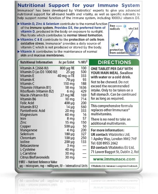 VITABIOTICS IMMUNACE ORIGINAL - 30 Tablets £7.56 - PicClick UK