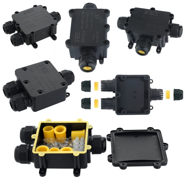 LARGE OUTDOOR JUNCTION Box Electrical Connector Ip68 Case 2 / 3 Way For ...