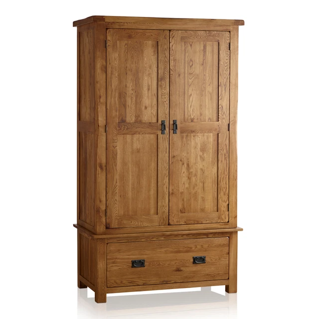 OAK FURNITURELAND ORIGINAL Rustic Solid Oak Double Wardrobe RRP £699.99 ...