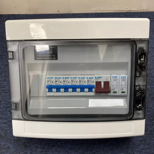 12 WAY WEATHERPROOF Consumer Unit Fuse Box 100A Mains Switch + 6 MCBs ...