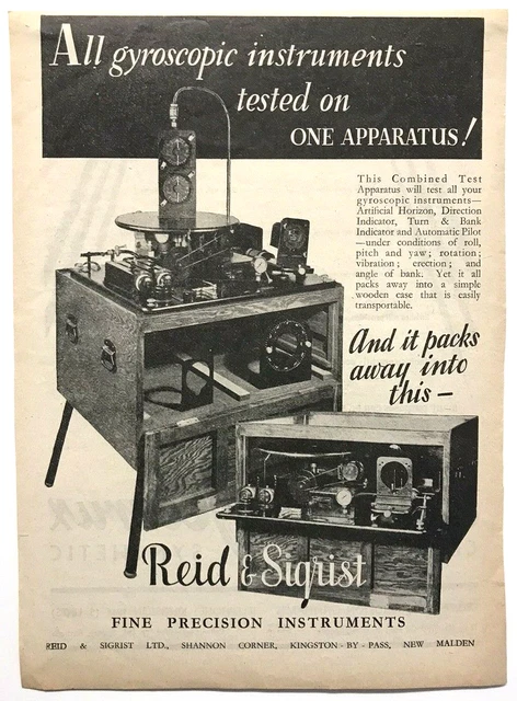 ORIGINAL WW2 ERA Reid Sigrist Gyroscopic Instruments Print Advert 1945 ...