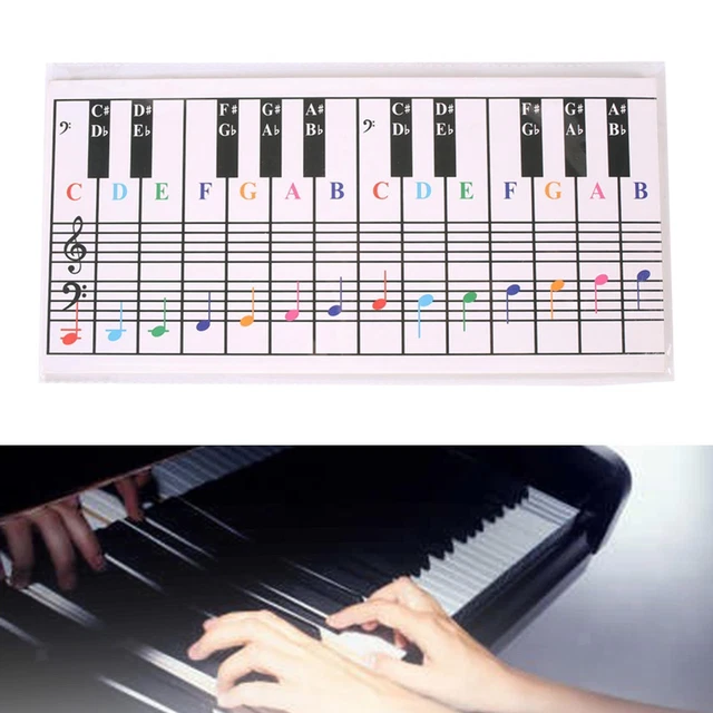 PIANO CHART Piano Key Notation Sticker Keys Practice Cardboard Piano ...