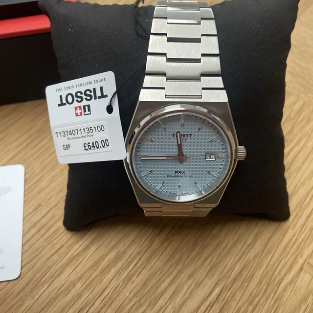 TISSOT PRX POWERMATIC 80 - Ice Blue 40mm Dial - with Box & Papers £370. ...