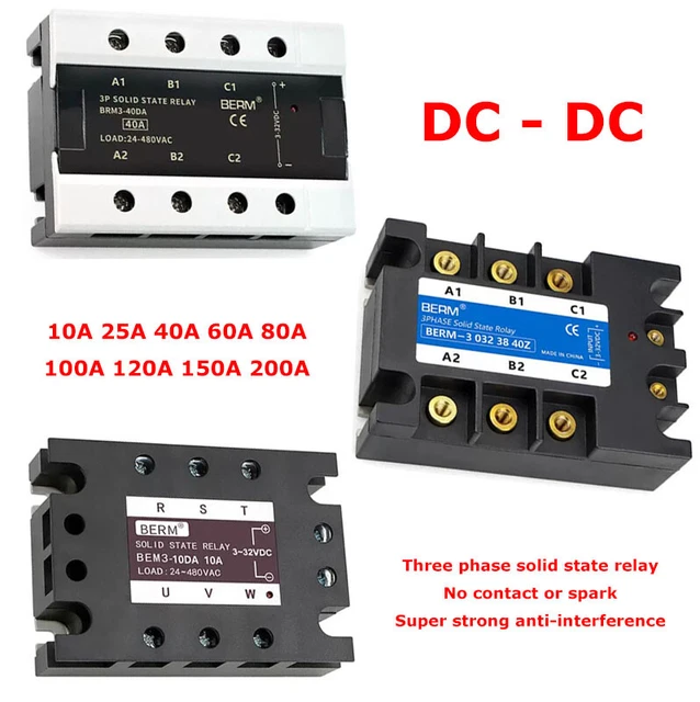 SSR THREE PHASE Solid State Relay Input 3~32VDC DC Controll AC 10A/25A ...