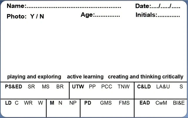 CHILDMINDERS EYFS OBSERVATION ELGs Assessment Education Chart x250 ...
