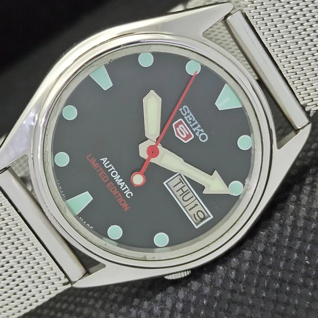 OLD SEIKO 5 AUTOMATIC 7009A VINTAGE JAPAN MENS D/D BLACK WATCH 565b ...