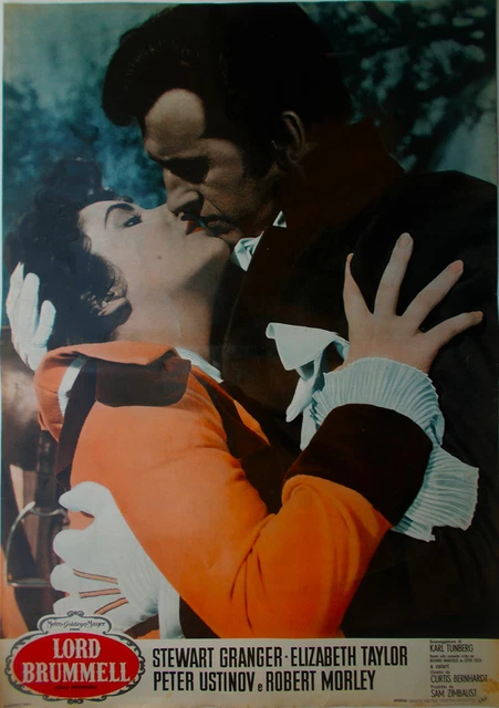 FOTOBUSTA POSTER LORD Brummell Beau Stewart Granger Elizabeth Taylor ...