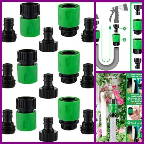 15 PIECES PLASTIC Garden Hose Quick Connectors Water Hose Quick Connect ...