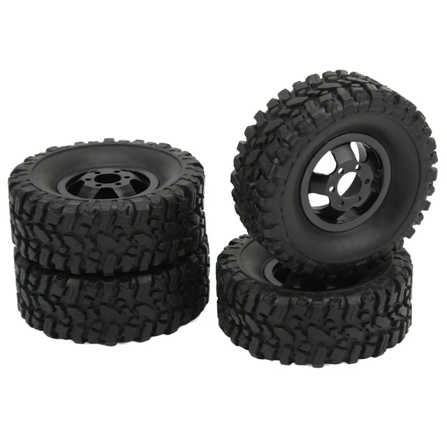 (BLACK)4WD RUBBER TIRES Aluminum Alloy Wheel Hub For WPL C14 C24 B14 ...