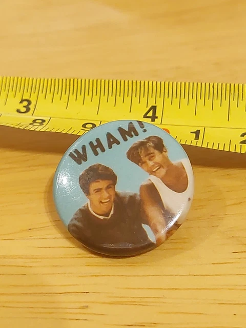 VINTAGE WHAM !! 1" Tin Pin/Badge George Michael Andrew Ridgeley £4.99 ...